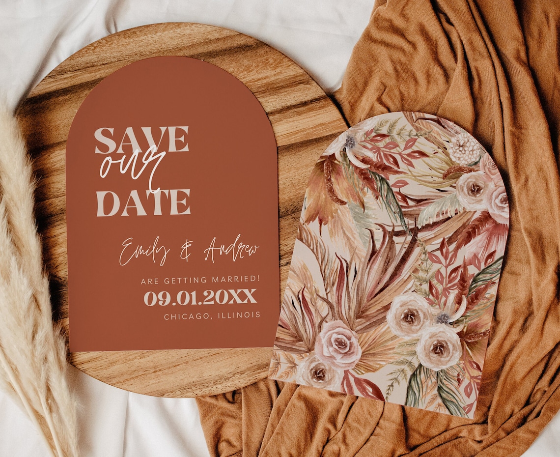 Terracotta Arch Save the Date Fall Wedding Boho Save the Date ...