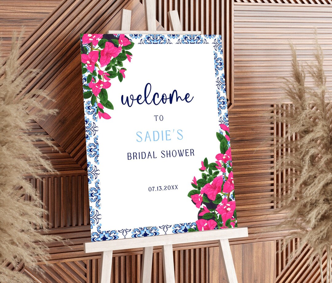 Mamma Mia Welcome Sign - 18x24 Greece Inspired Party Decor - Blue White ...