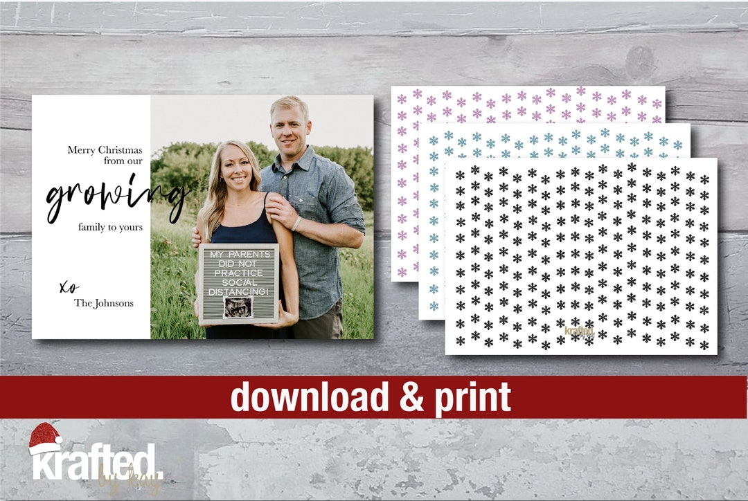 Downloadable Growing Family Holiday Card New Baby - Etsy
