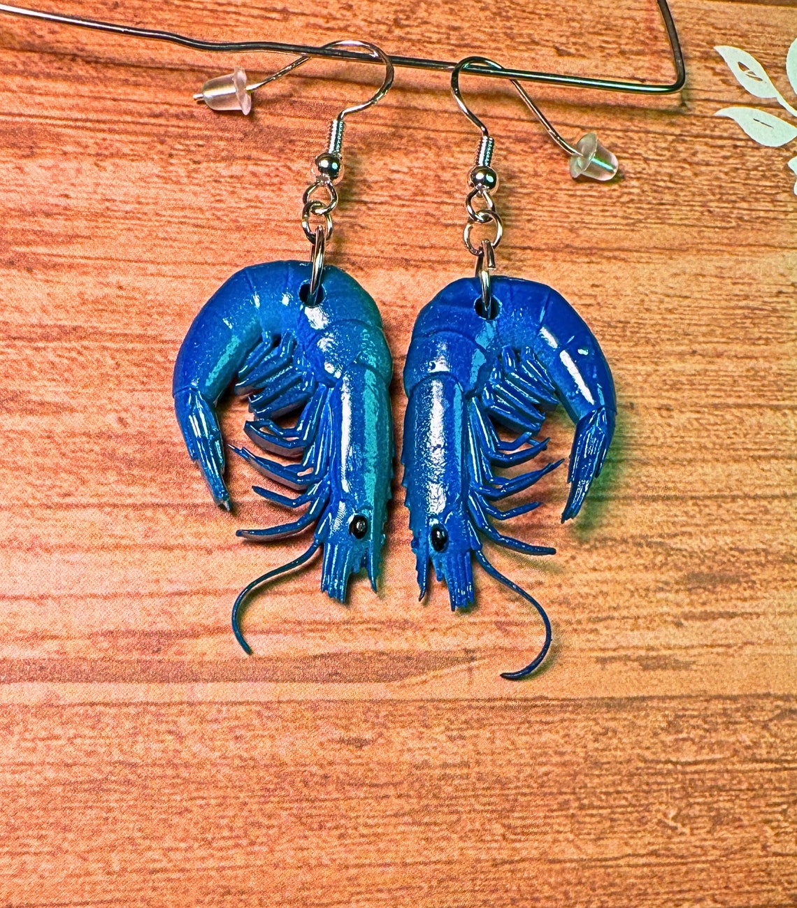 Glamorous Mini Shrimp Earrings Gold Metallic Enamel Painted Resin With ...