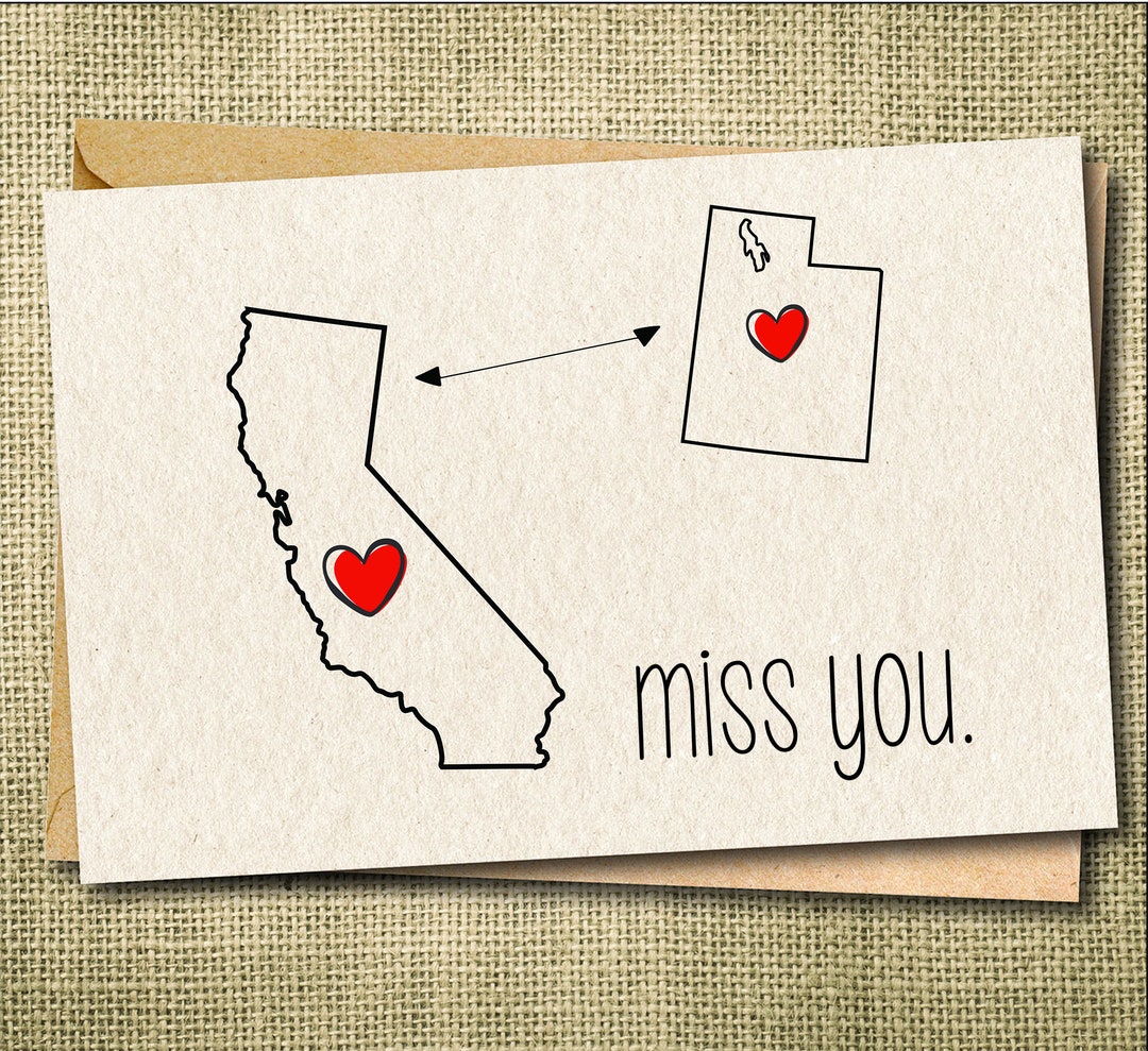 Personalized Long Distance Miss You Card: Custom State-to-state ...