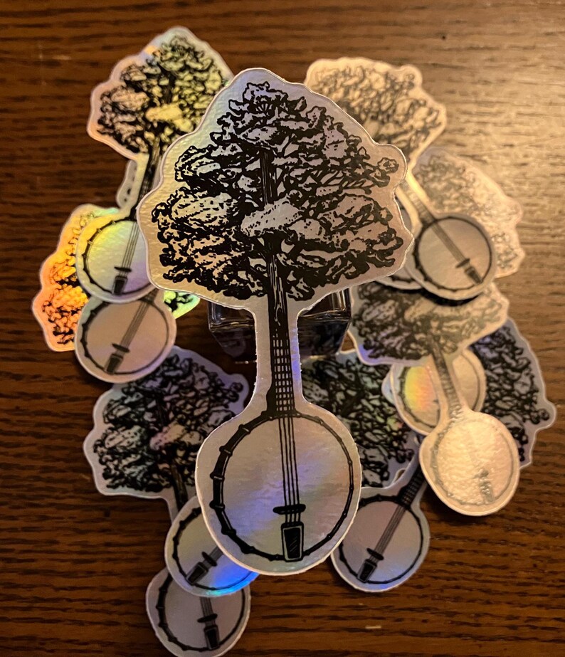 Holographic Banjo Tree of Life Sticker - Bluegrass Music Gift - Etsy