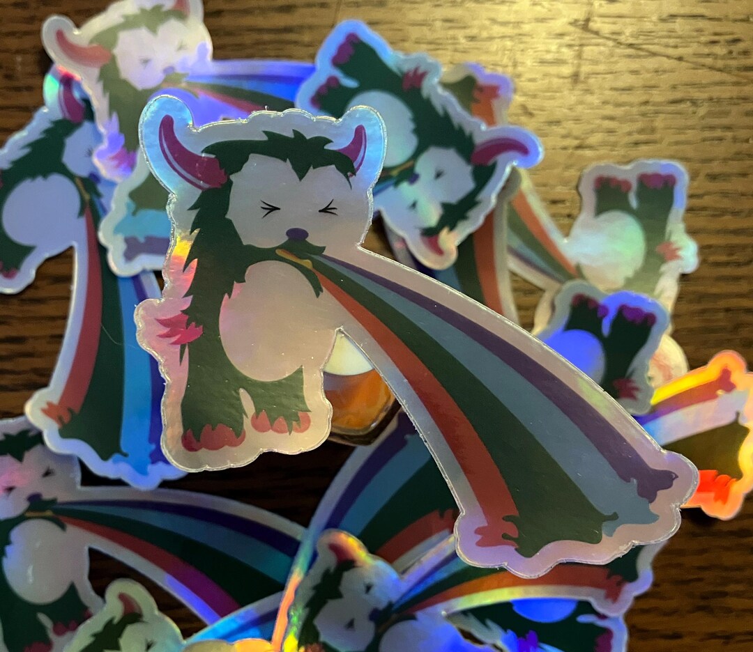 Holographic Rainbow Puking Monster Sticker Pack: Funny Car & Laptop ...