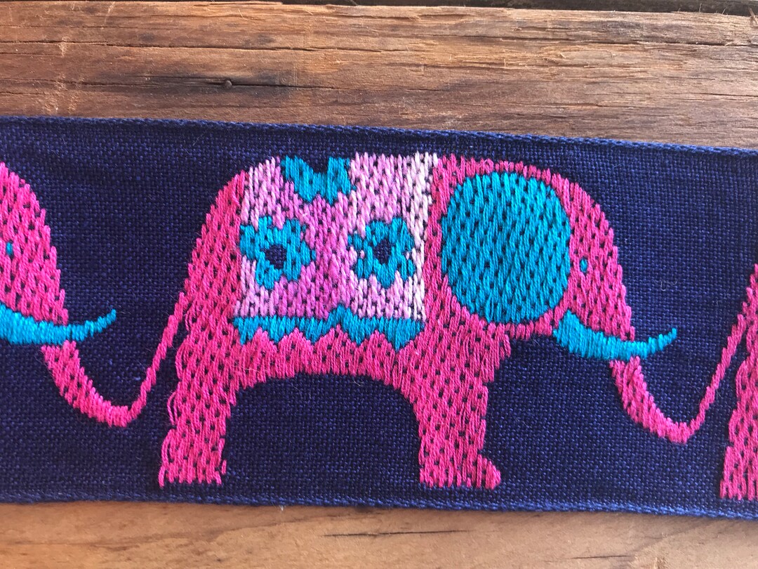 Vintage 100% Cotton Fabric Trim With A Chain of Elephants - Etsy