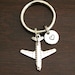 Airplane Keychain Plane Keychain Initial Charm Silver - Etsy