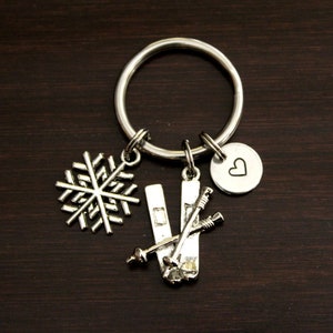 Ski Poles Snowflake Key Ring/ Keychain / Zipper Pull - Snowflake ...