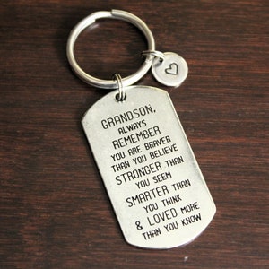 Grandson Braver Stronger Smarter Loved Key Ring/ Keychain / Zipper Pull ...