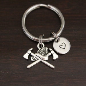 Fireman Hat Ax Key Ring/ Keychain / Zipper Pull - Fire Dept Firefighter ...