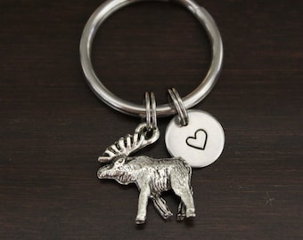 Silver Toned Etched Left Facing Moose Keychain - Etsy