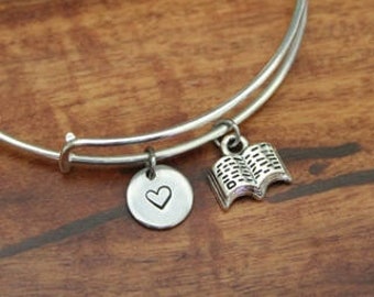 Book charm bracelet | Etsy