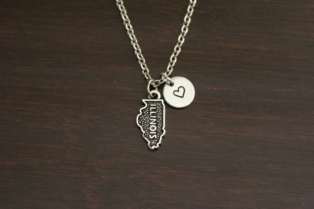 Illinois Necklace - IL Necklace - Illinois Jewelry - IL Jewelry ...