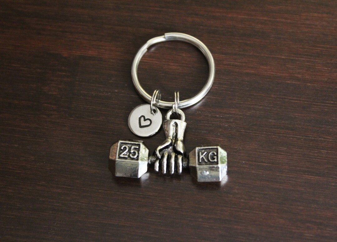 Dumbbell Hand Key Ring/ Keychain / Zipper Pull - Athlete - Weightlifter ...