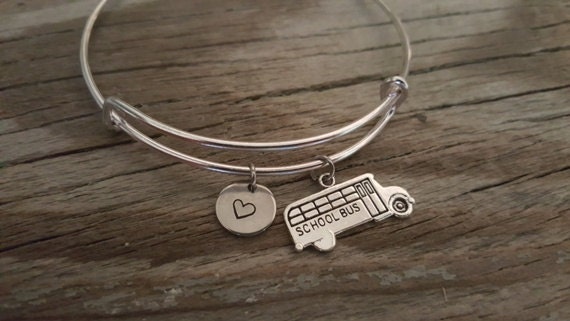 School Bus Bangle Bracelet Bus Driver Gift Wheels on the | Etsy