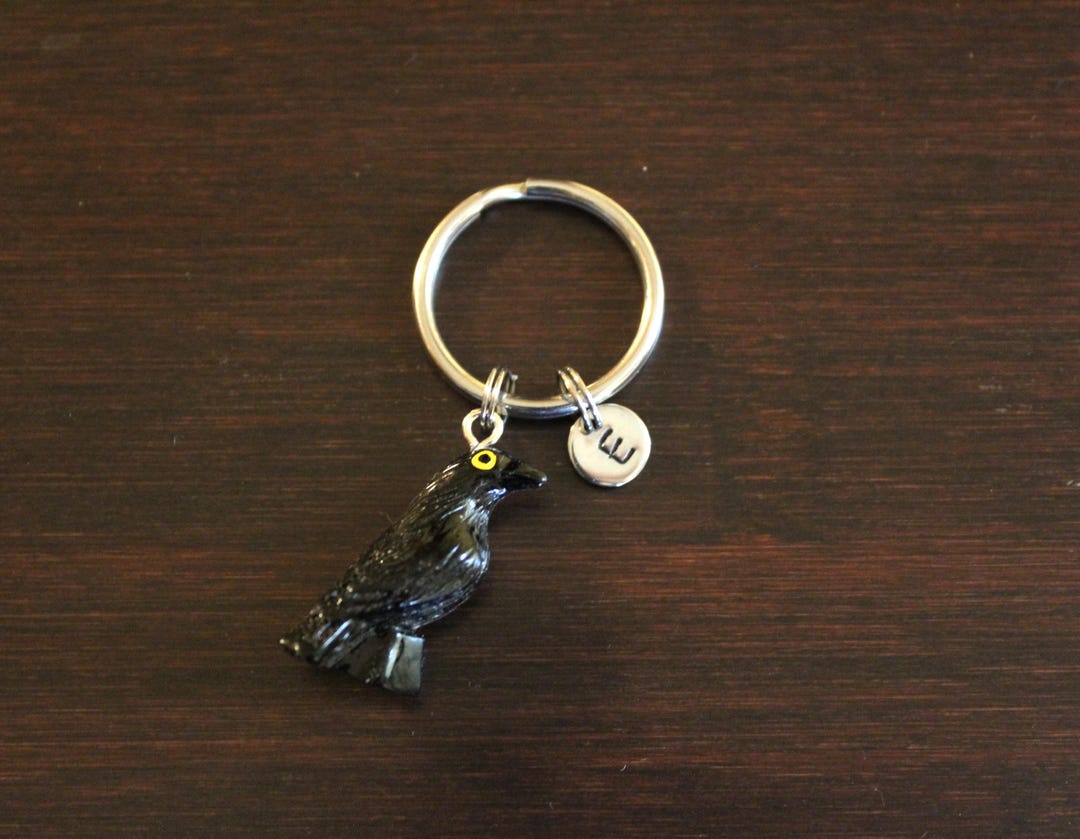 Crow Raven Bird Key Ring/ Keychain / Zipper Pull - Black Bird Charm ...