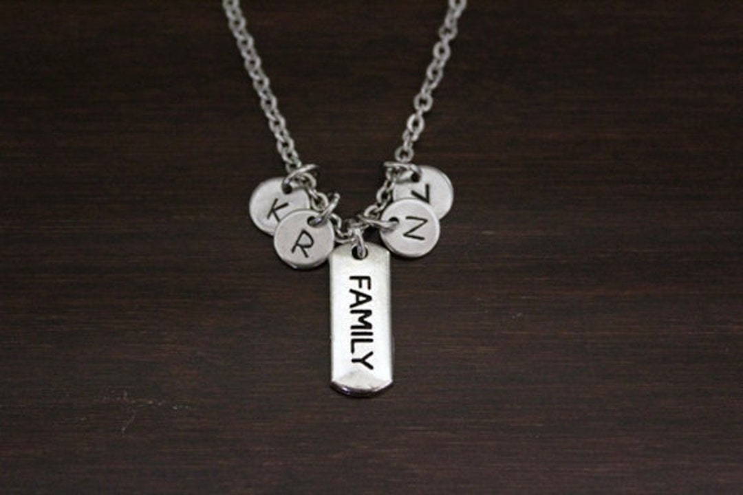 Family Necklace - Family Initials Necklace - Family Birthstones ...
