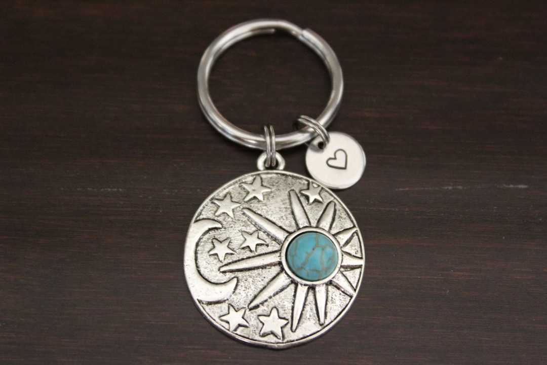Moon and Sun Key Ring/ Keychain / Zipper Pull - Yin Yang Keychain ...
