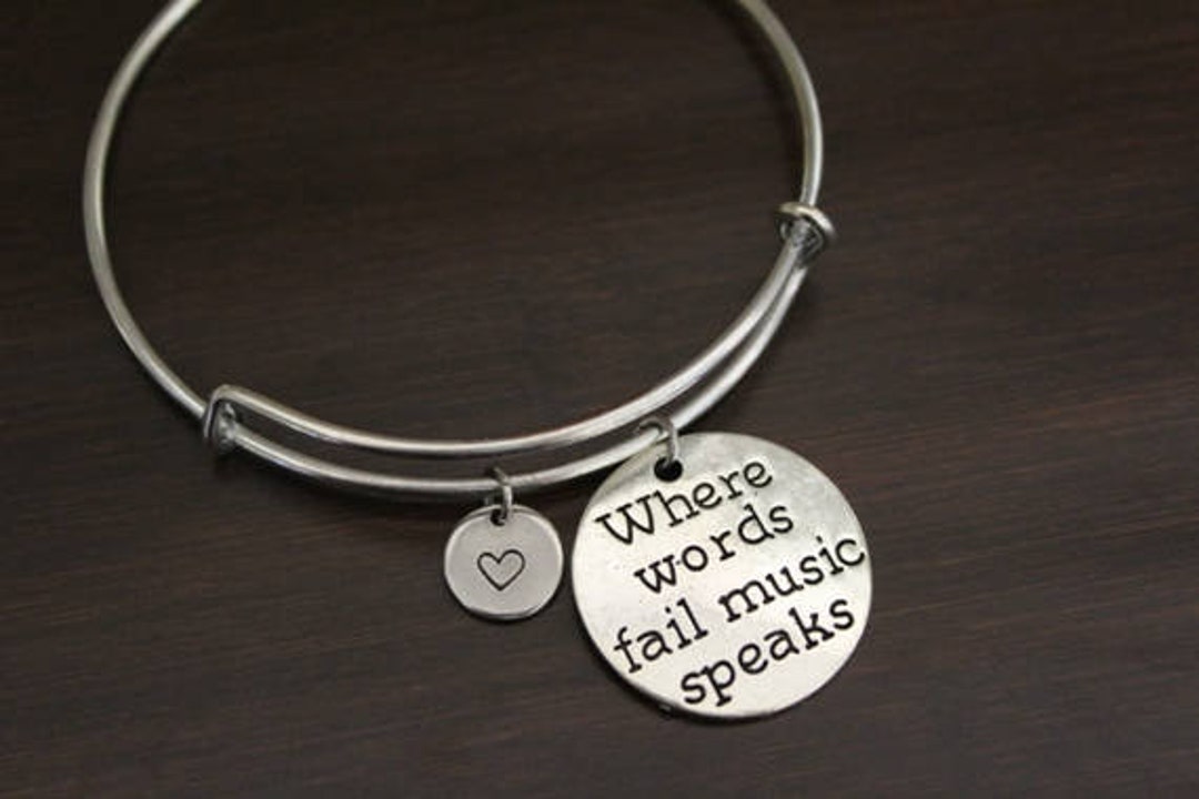 Where Words Fail Music Speaks Bangle - Music Bracelet - Music ...