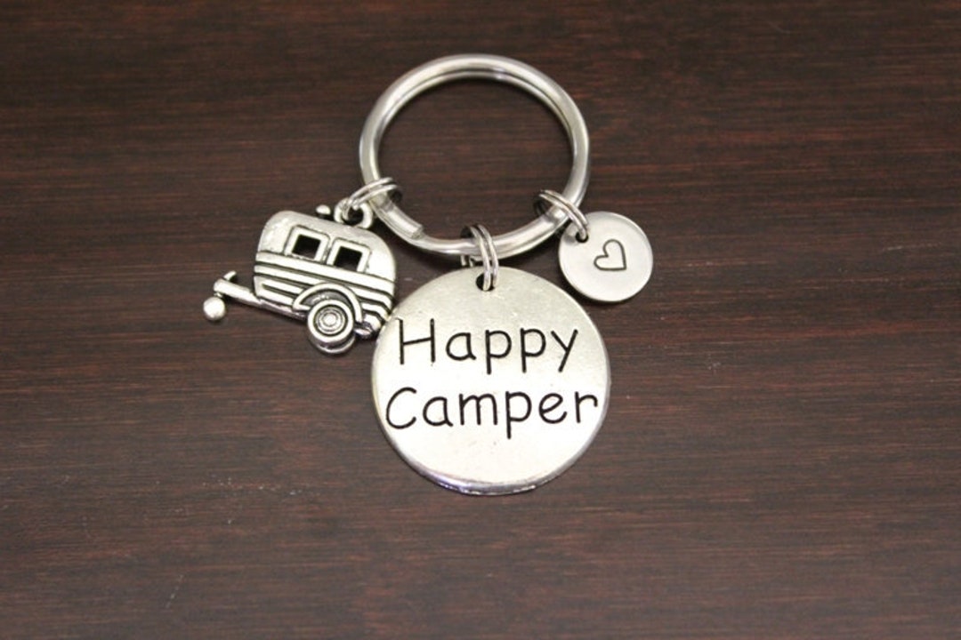 Happy Camper Key Ring/ Keychain - Camper Charm Gift - Outdoors Lover ...