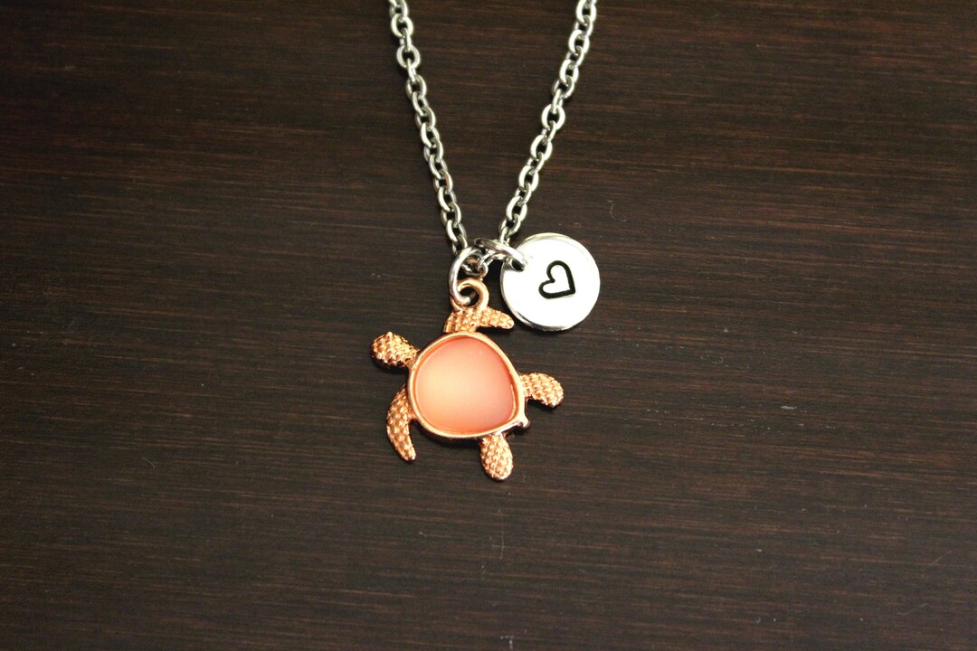 Pink Coral Turtle Necklace - Sea Turtle Jewelry - Colored Turtle Gift ...