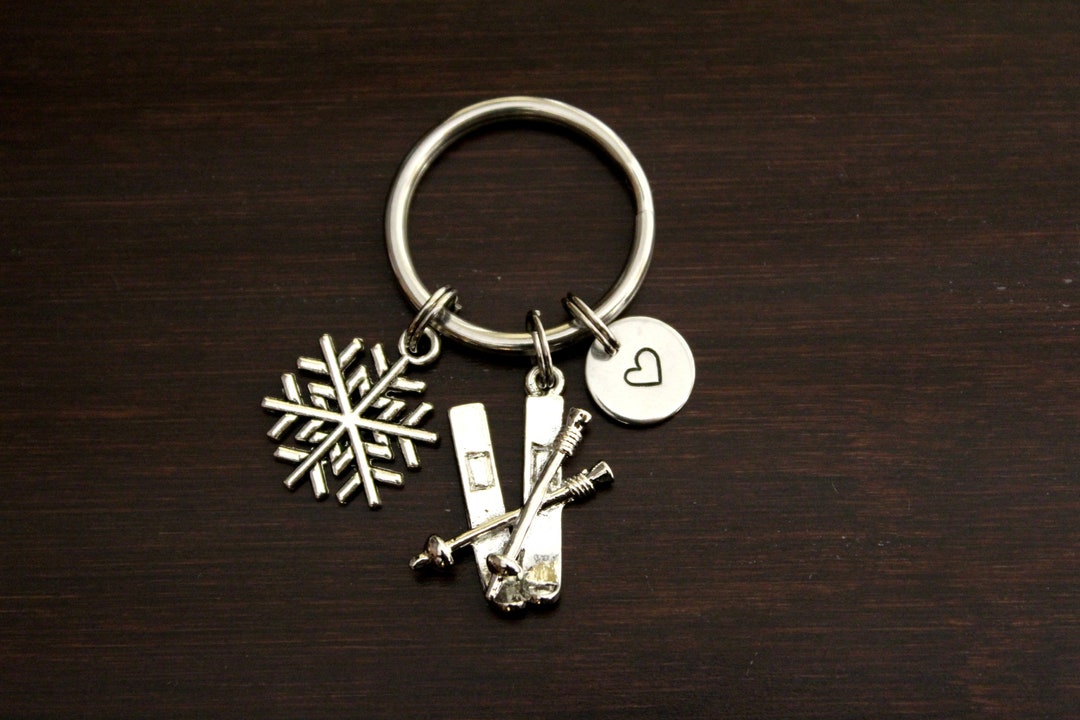 Ski Poles Snowflake Key Ring/ Keychain / Zipper Pull - Snowflake ...