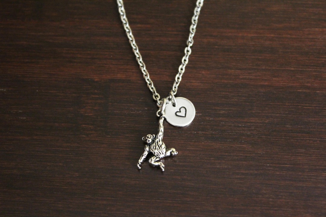 Hanging Monkey DAINTY Necklace - Monkey Gift - Monkey Lover - Orangutan ...