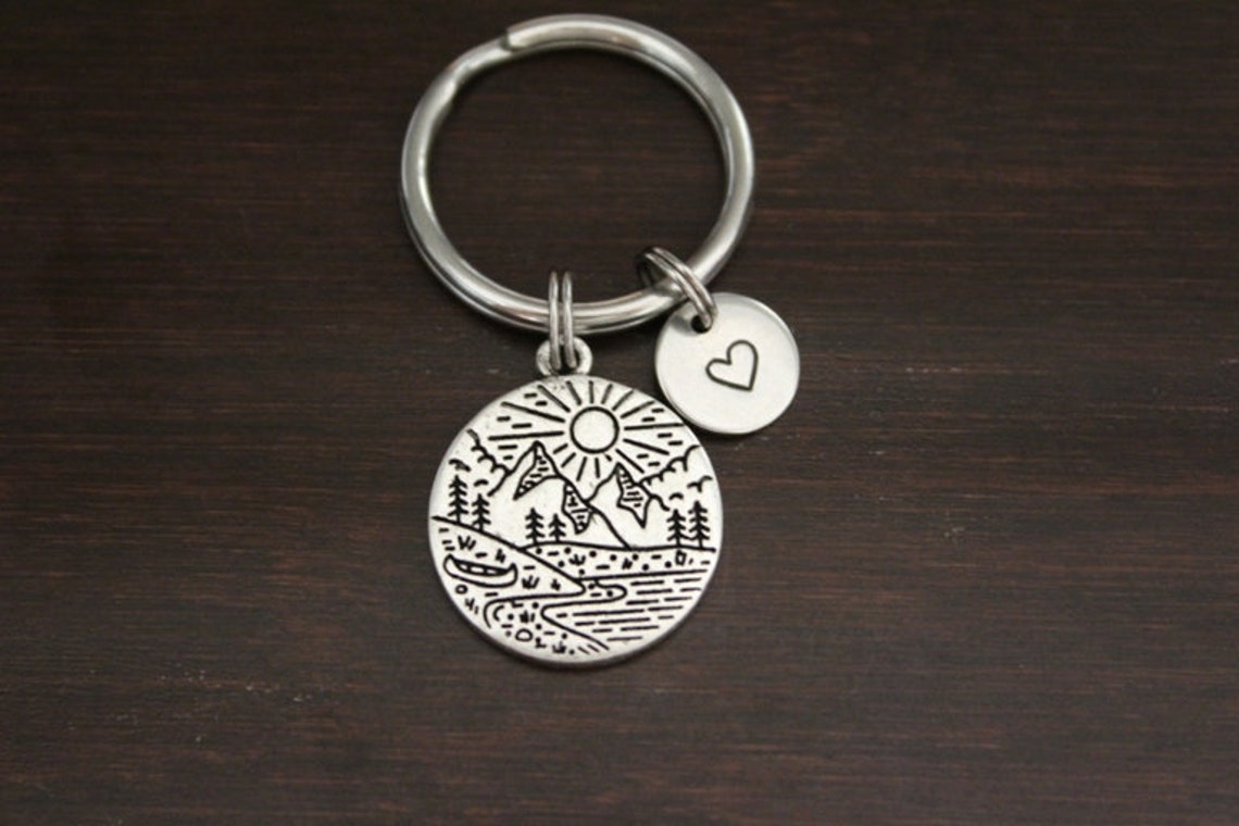 Mountain Range With Canoe Key Ring/ Keychain / Zipper Pull - Etsy