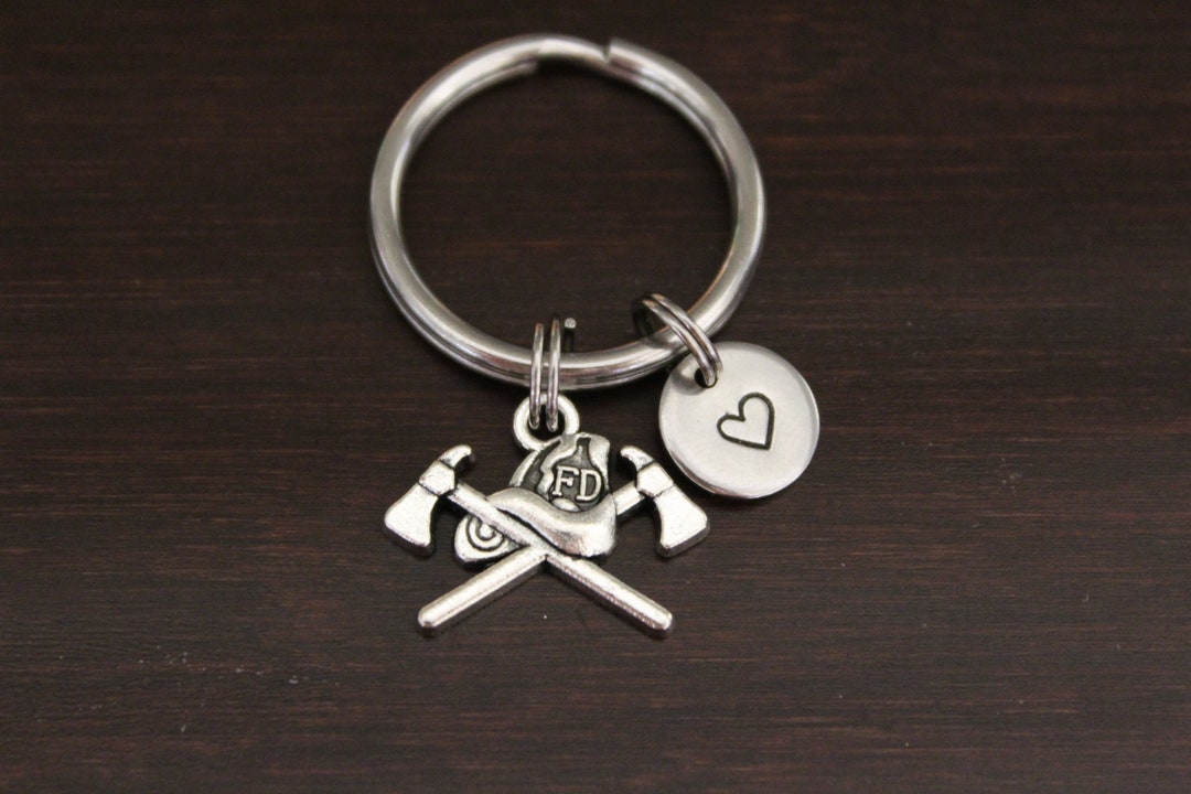 Fireman Hat Ax Key Ring/ Keychain / Zipper Pull - Fire Dept Firefighter ...