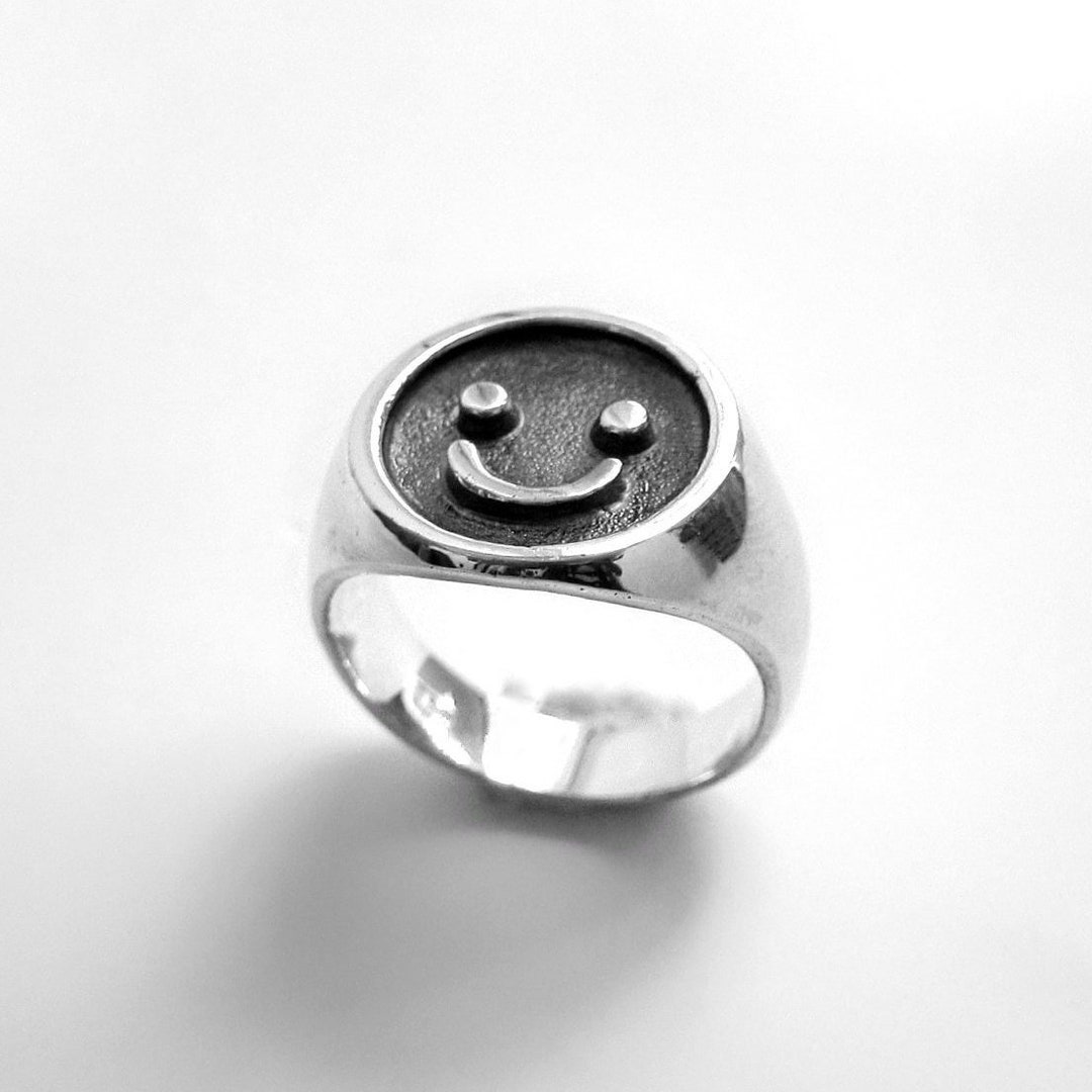 Handmade Smiley Ring for Him, 925 Sterling Silver Ring With Smile ...