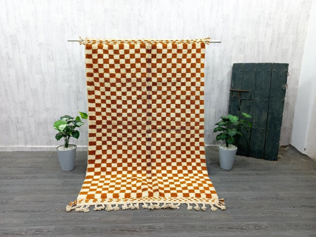 Custom Checkered Rug Orange Rug Custom Rug White and Orange Rug Custom ...