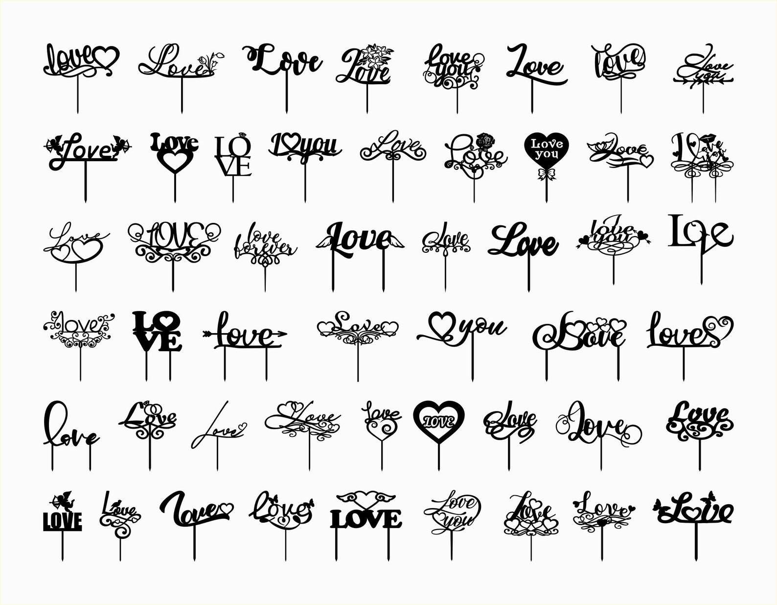 Love Cake Topper Svg CNC Bride and Groom Cake Topper for | Etsy