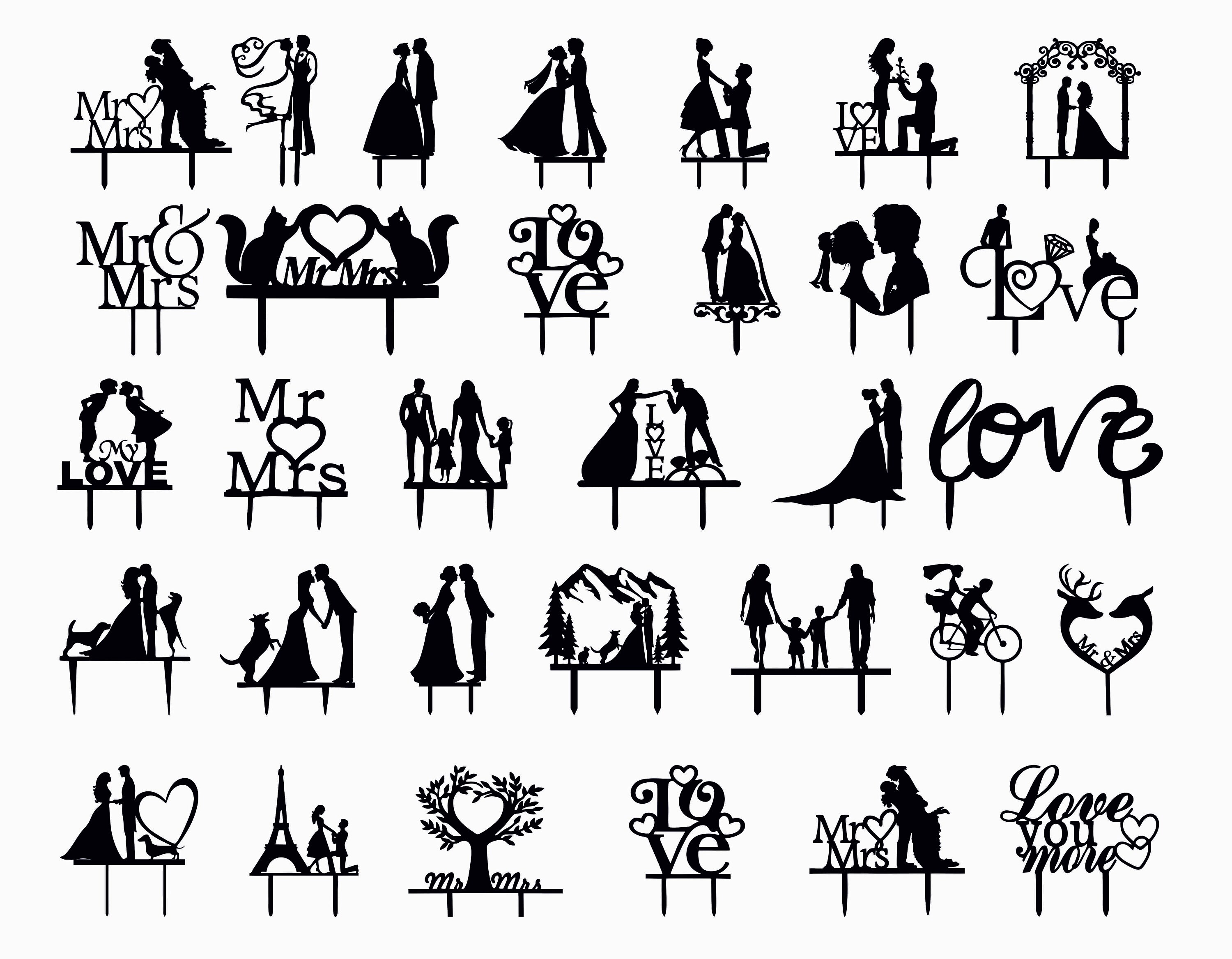 Wedding Cake Topper Svg Cnc Bride And Groom Cake Topper For Etsy