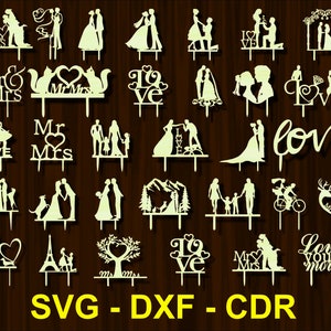 Wedding Cake Topper svg CNC Bride And Groom Cake Topper for | Etsy