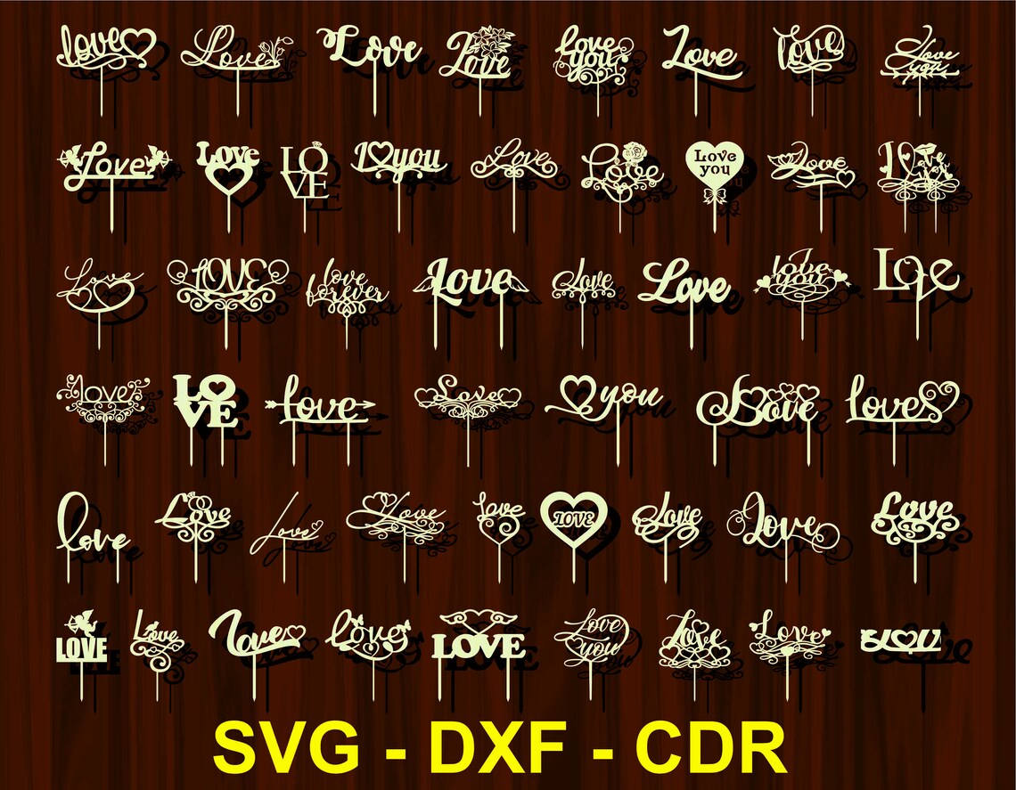 Love Cake Topper Svg CNC Bride and Groom Cake Topper for | Etsy