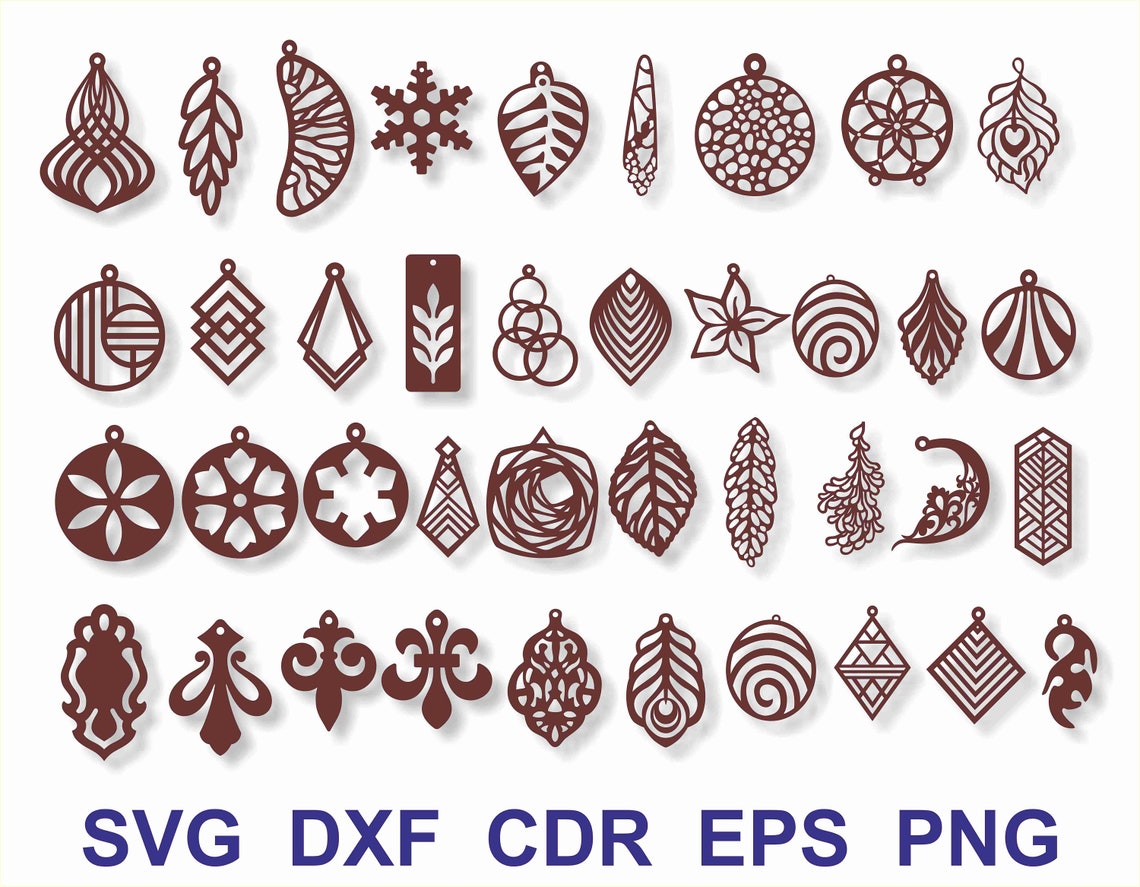 Earring Templates For Laser Cutting Decoration Pattern Etsy