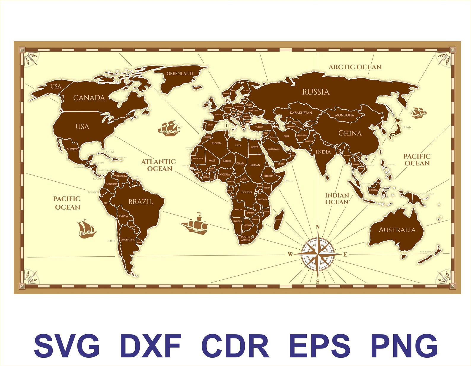 Vintage World Map Svg Vintage Svg Old Map Png Vintage Map - Etsy
