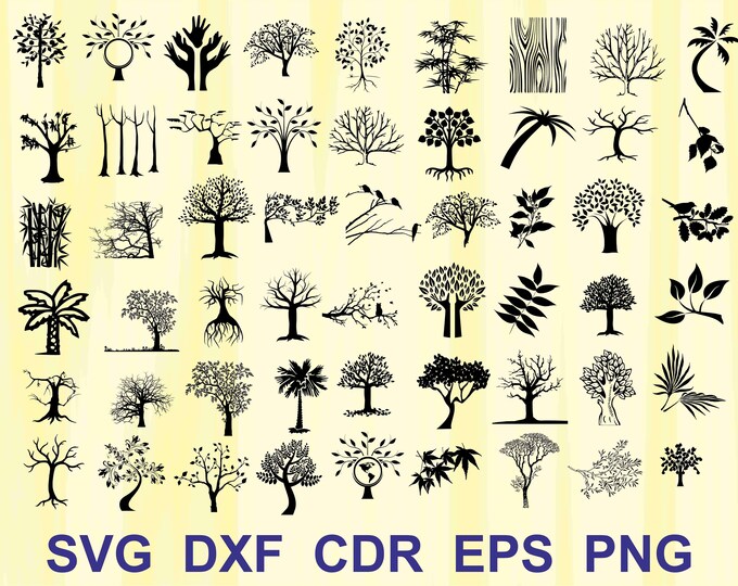 Laser Cut Tree Vector Teplate SVG, DXF, Studio. Tree Vector Cutting ...