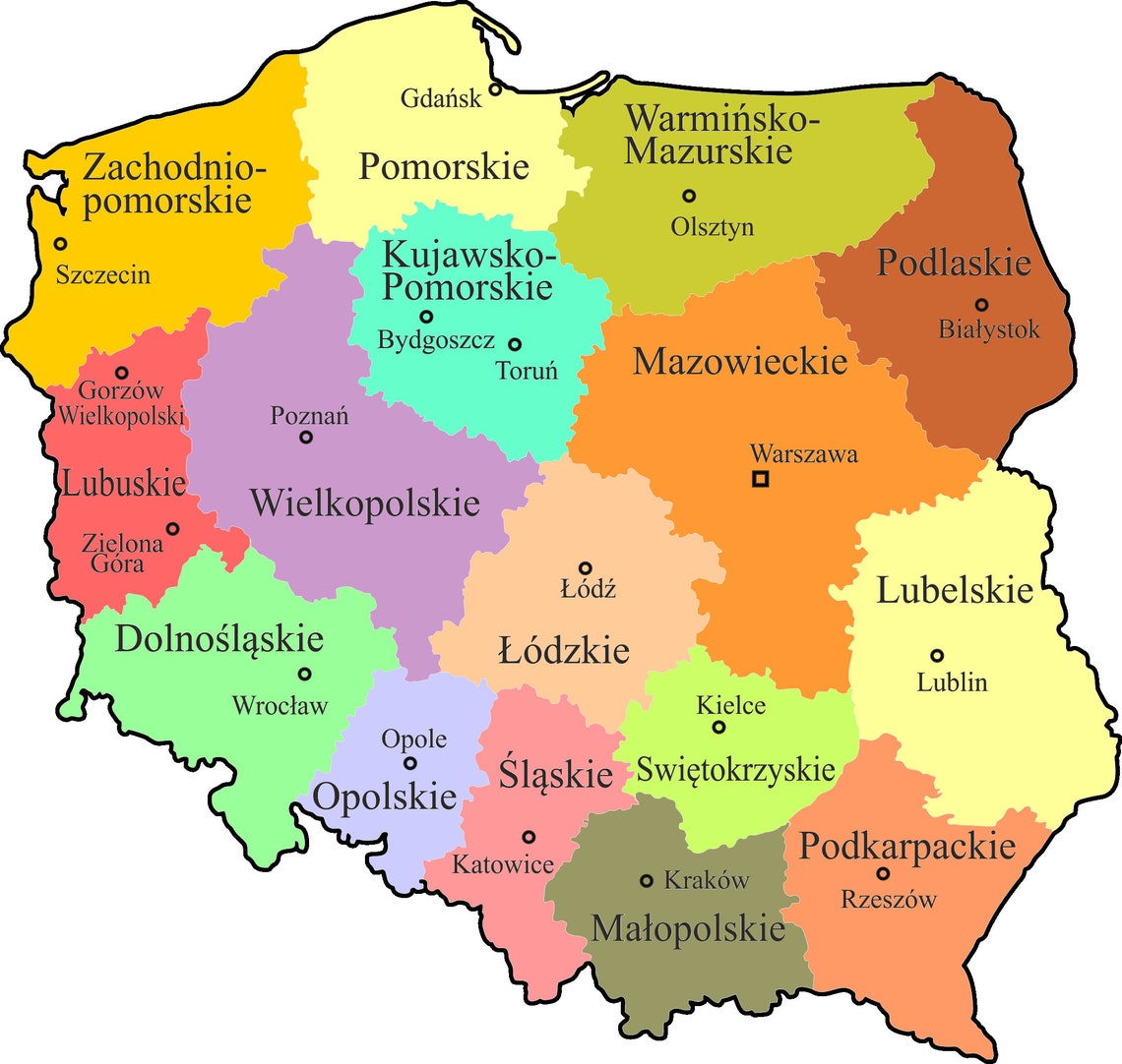 Poland Map Vector Mapa Polski Mapa Rzeczypospolitej Png - Etsy