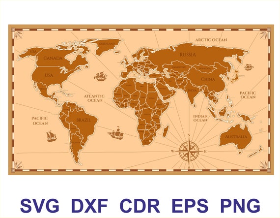 Vintage World Map Svg Vintage Svg Old Map Png Vintage Map | Etsy
