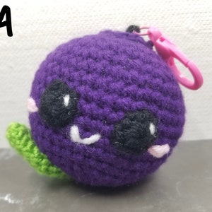 Crochet Blueberry Keychain Stuffies, Amigurumi Blueberry Stress Ball ...