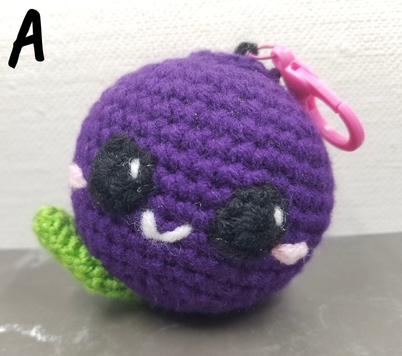 Crochet Blueberry Keychain Stuffies, Amigurumi Blueberry Stress Ball ...