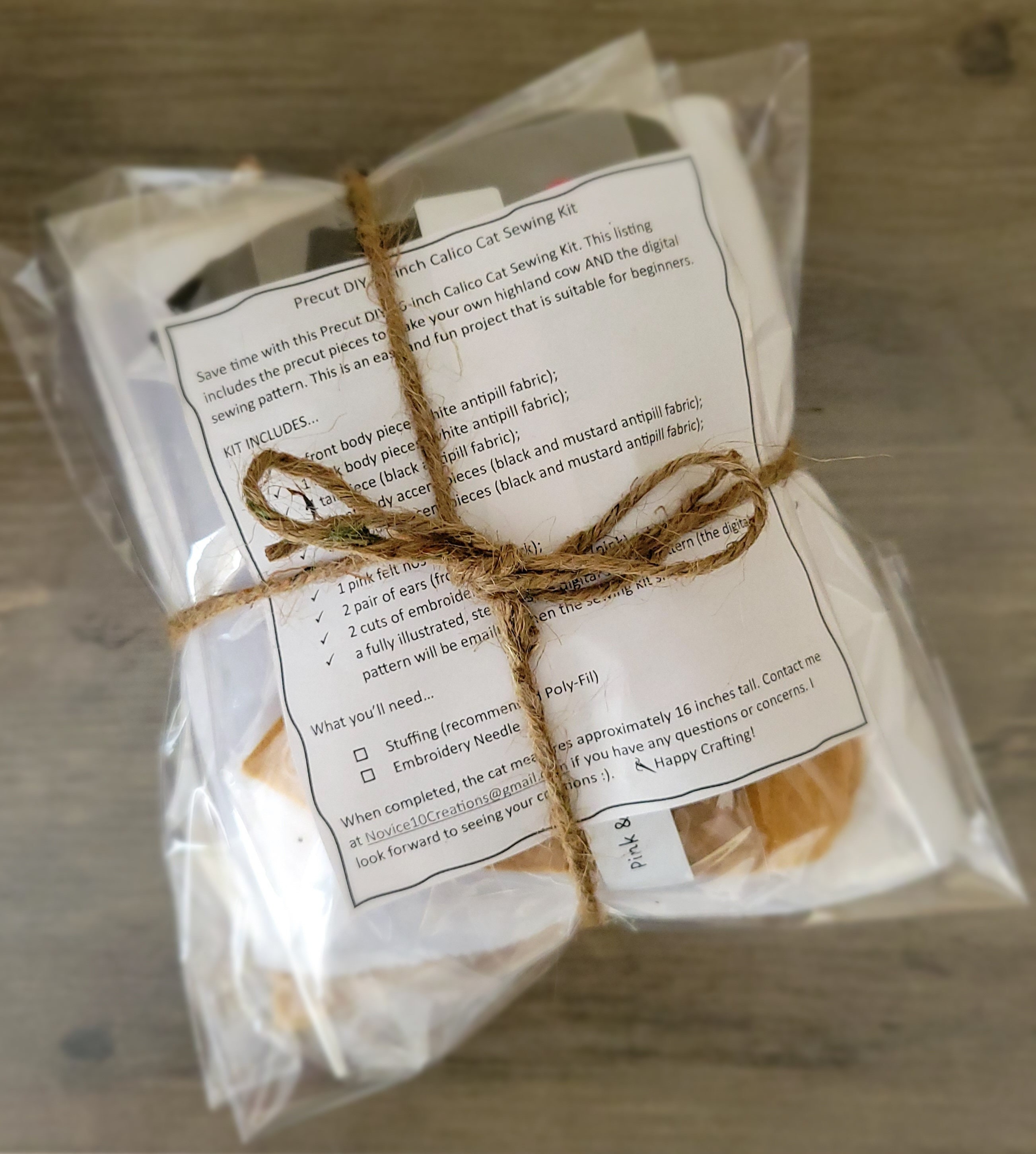 Precut DIY 16-inch Calico Cat Sewing Kit, Sew Your Own Kitten Kit ...