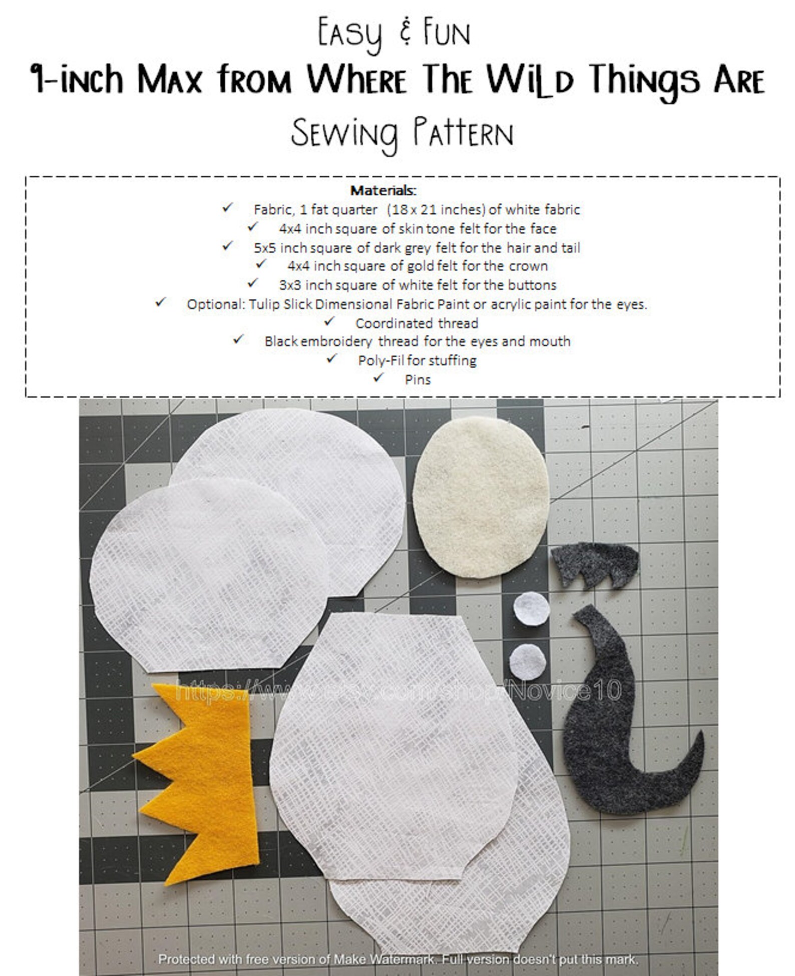 Easy & Fun 9-inch Max From Where the Wild Things Are Sewing | Etsy