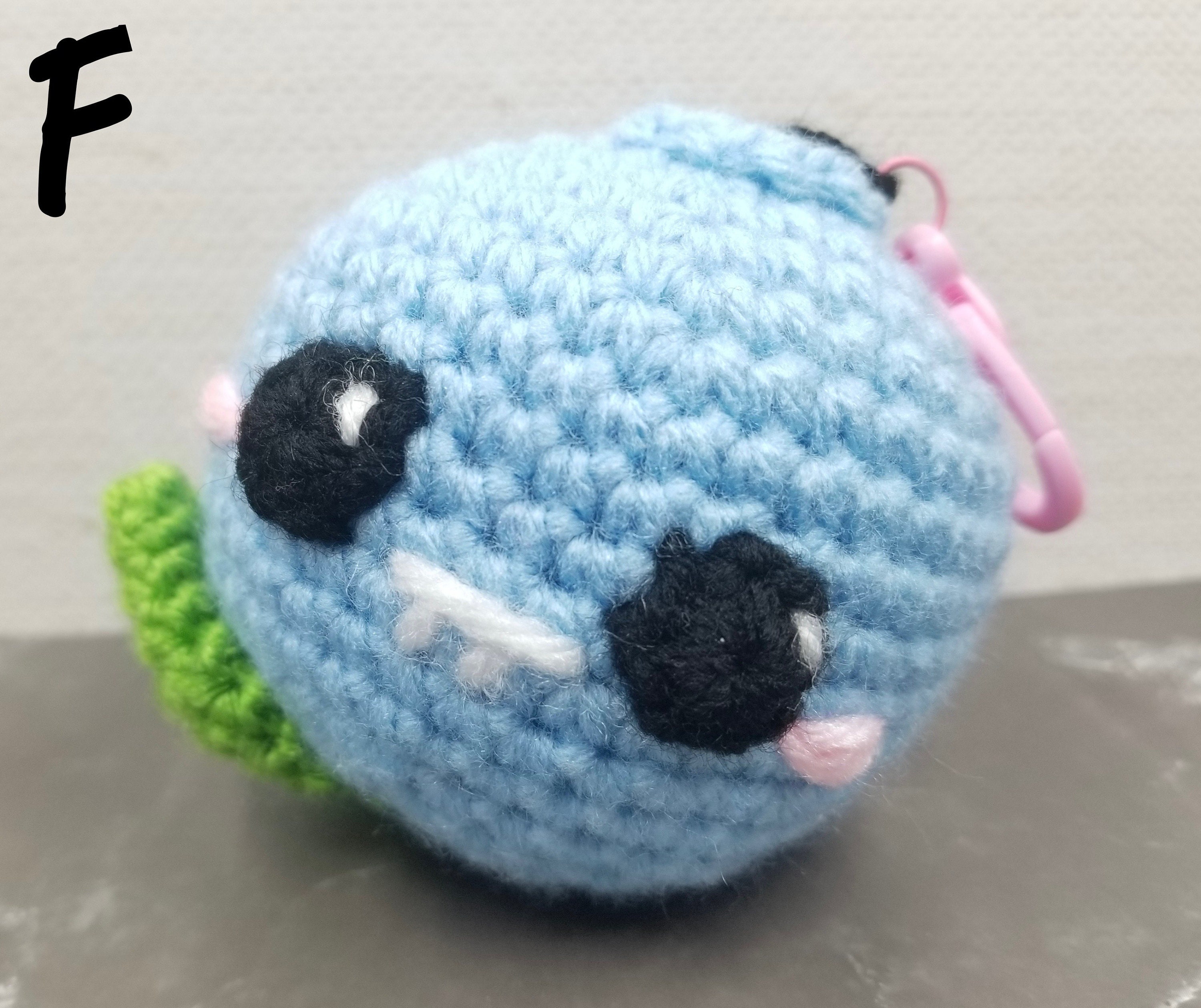 Crochet Blueberry Keychain Stuffies, Amigurumi Blueberry Stress Ball ...