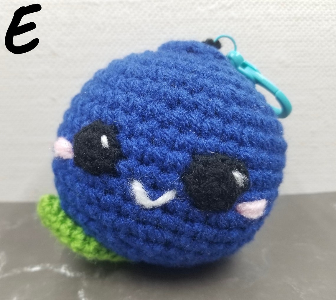 Crochet Blueberry Keychain Stuffies, Amigurumi Blueberry Stress Ball ...