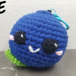 Crochet Blueberry Keychain Stuffies, Amigurumi Blueberry Stress Ball ...