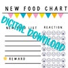 New Food Chart Digital Download / Food Reward Printable Chart / New ...