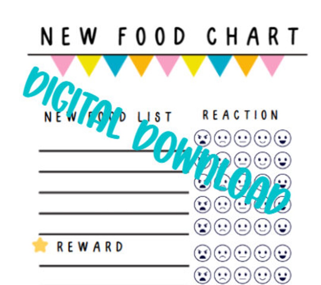 New Food Chart Digital Download / Food Reward Printable Chart / New ...