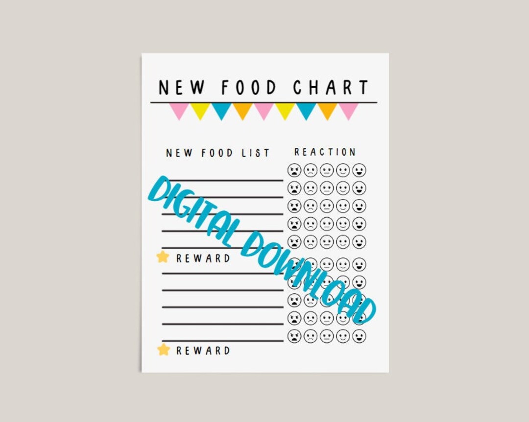 New Food Chart Digital Download / Food Reward Printable Chart / New ...