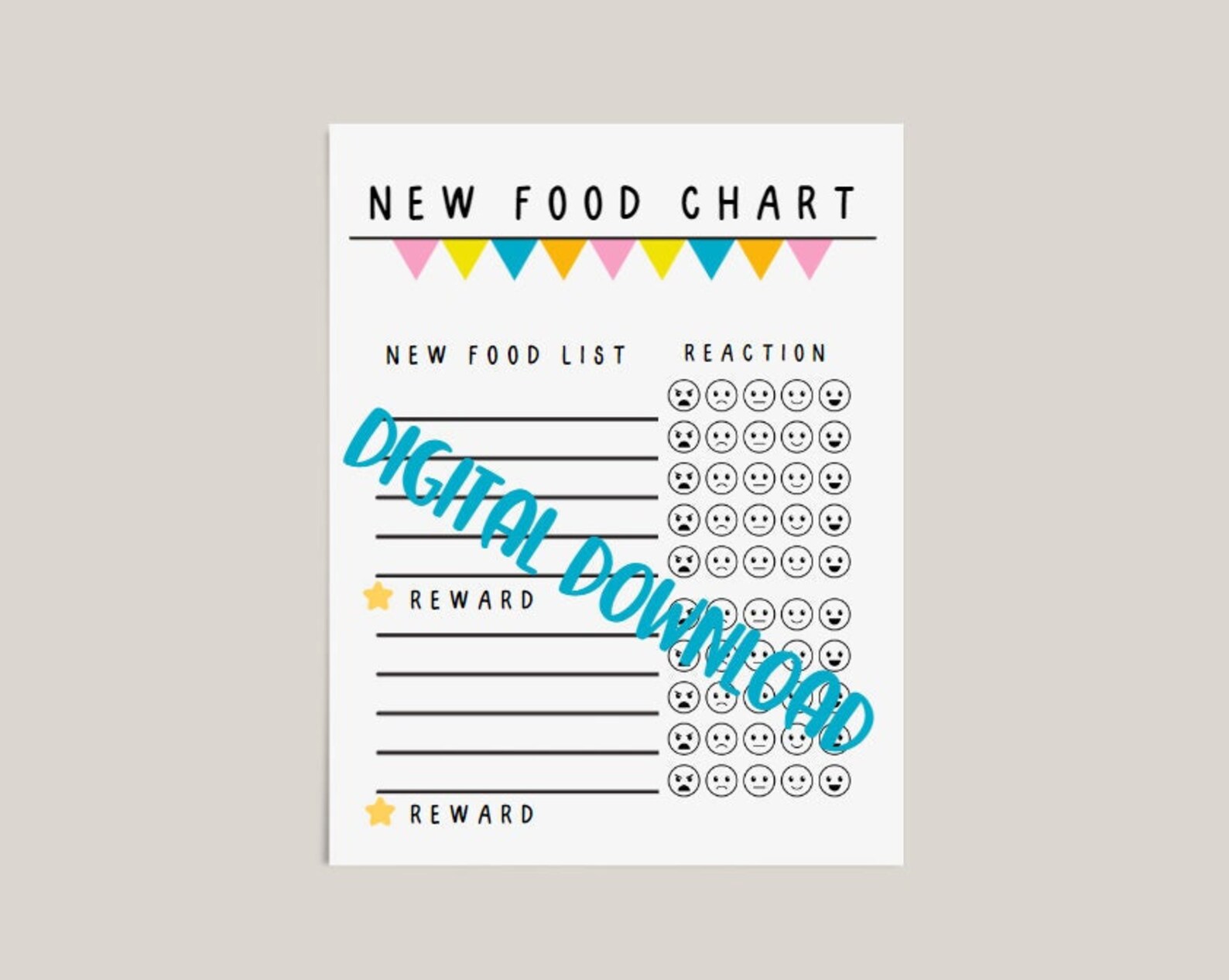New Food Chart Digital Download / Food Reward Printable Chart - Etsy