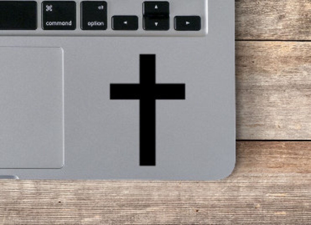 Cross Symbol Black Laptop Vinyl Decal / Christian Cross Laptop Sticker ...